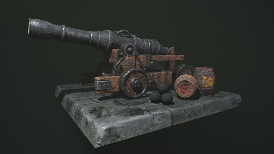 次世代PBR中世纪炮含八猴PT文件模型-火炮器械模型库-Marmoset Toolbag(.tbscene/.tbmat)模型下载-cg模型网