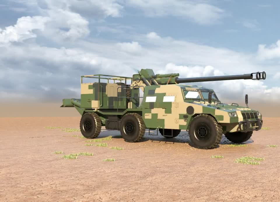 榴弹炮 105毫米车载榴弹炮模型-装甲车／坦克模型库-3ds Max(.max)模型下载-cg模型网