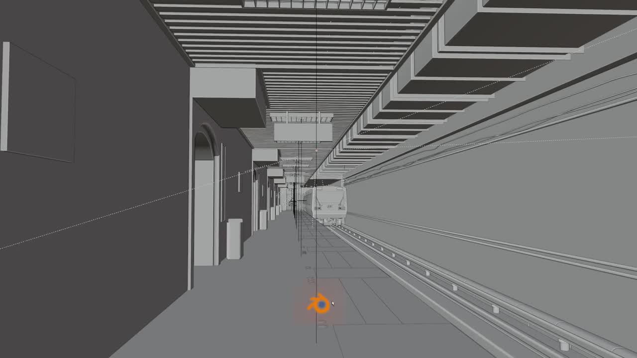北京地铁1号线古城站场景带DKZ4模型-现代场景模型库-Blender(.blend)模型下载-cg模型网